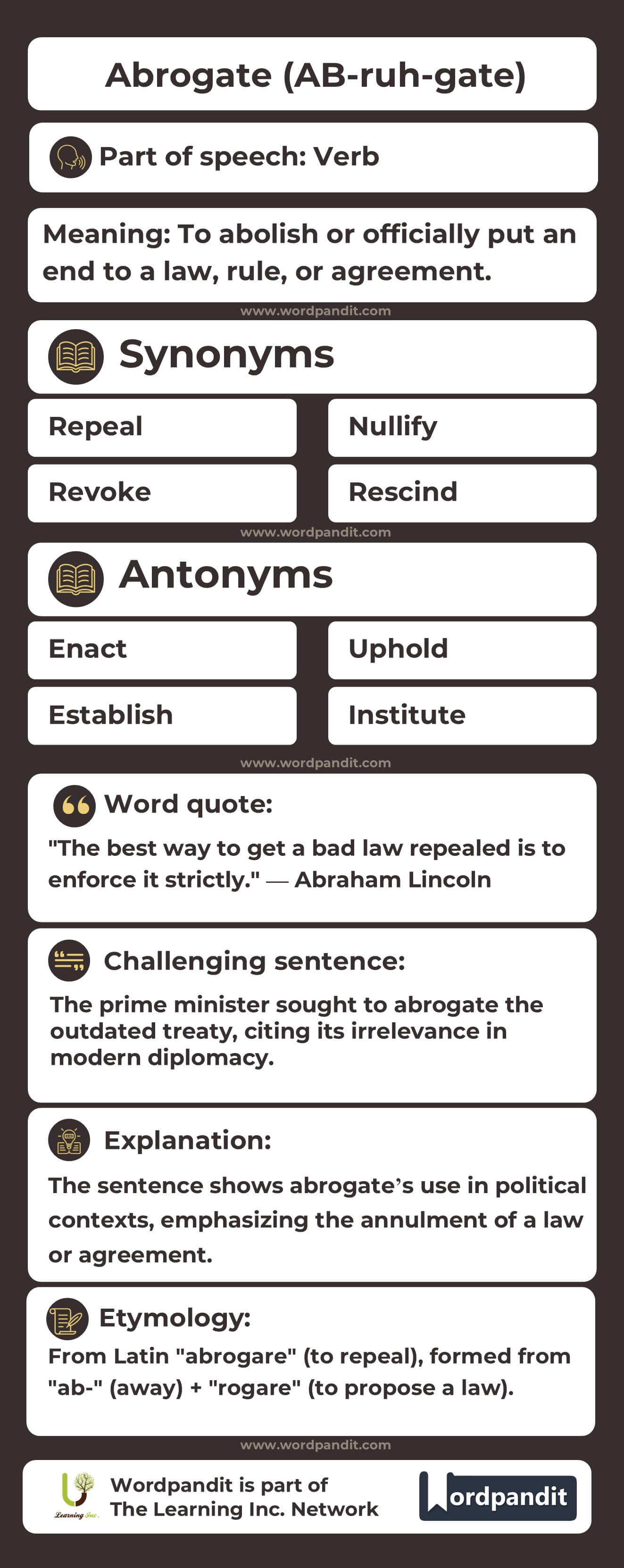 Abrogate: Vocabulary Flashcard – Wordpandit