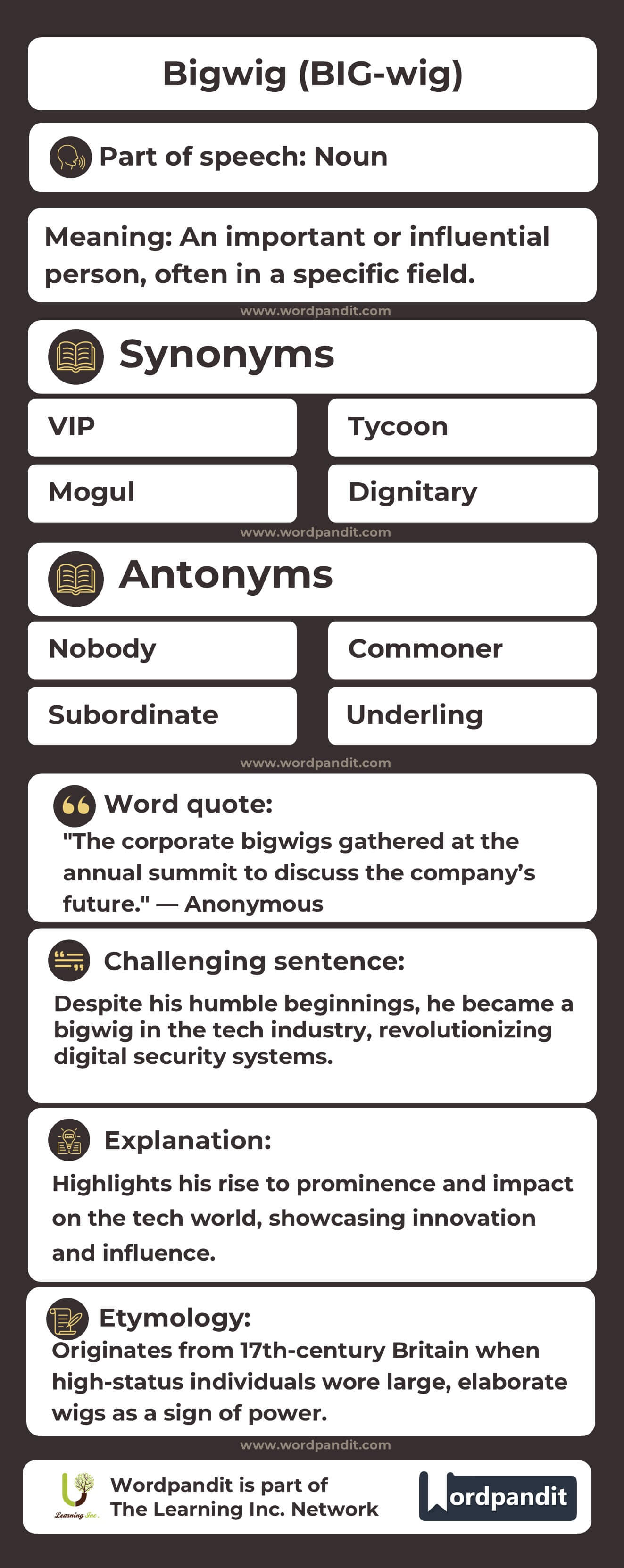 Bigwig: Vocabulary Flashcard – Wordpandit