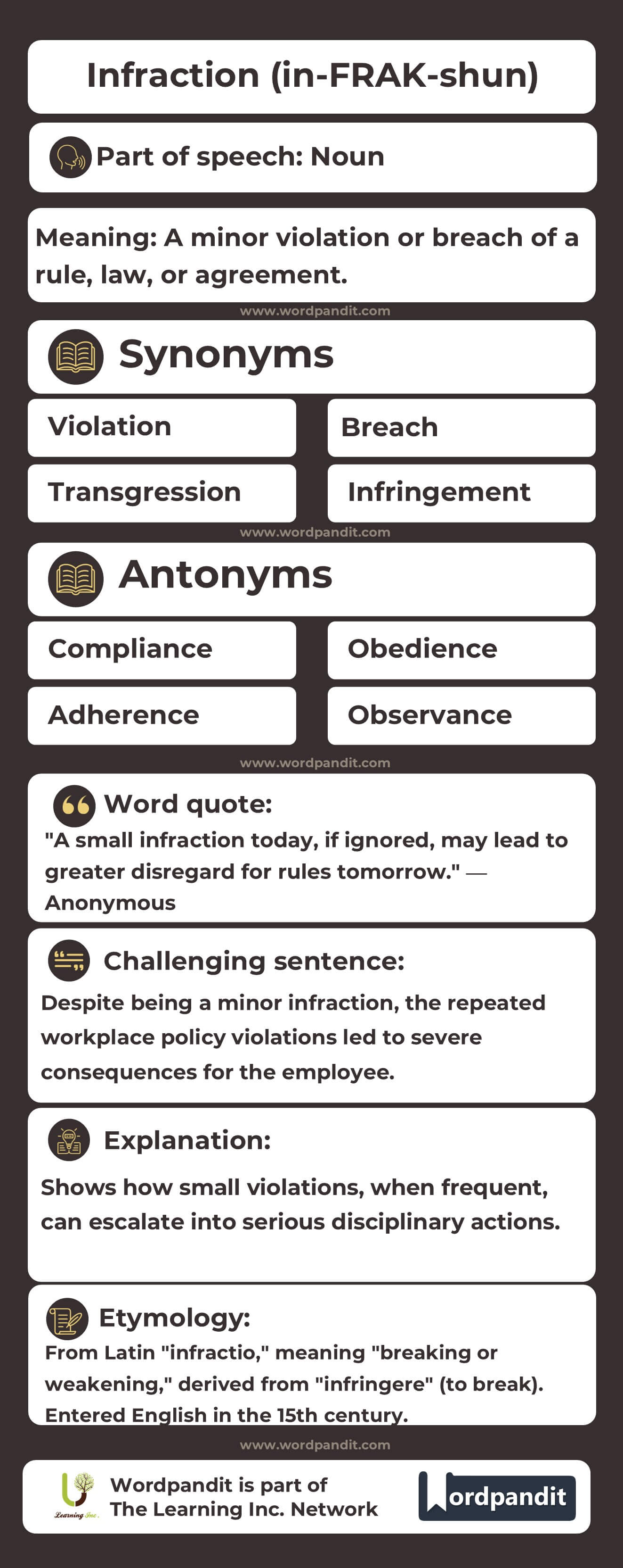 Infraction: Vocabulary Flashcard – Wordpandit