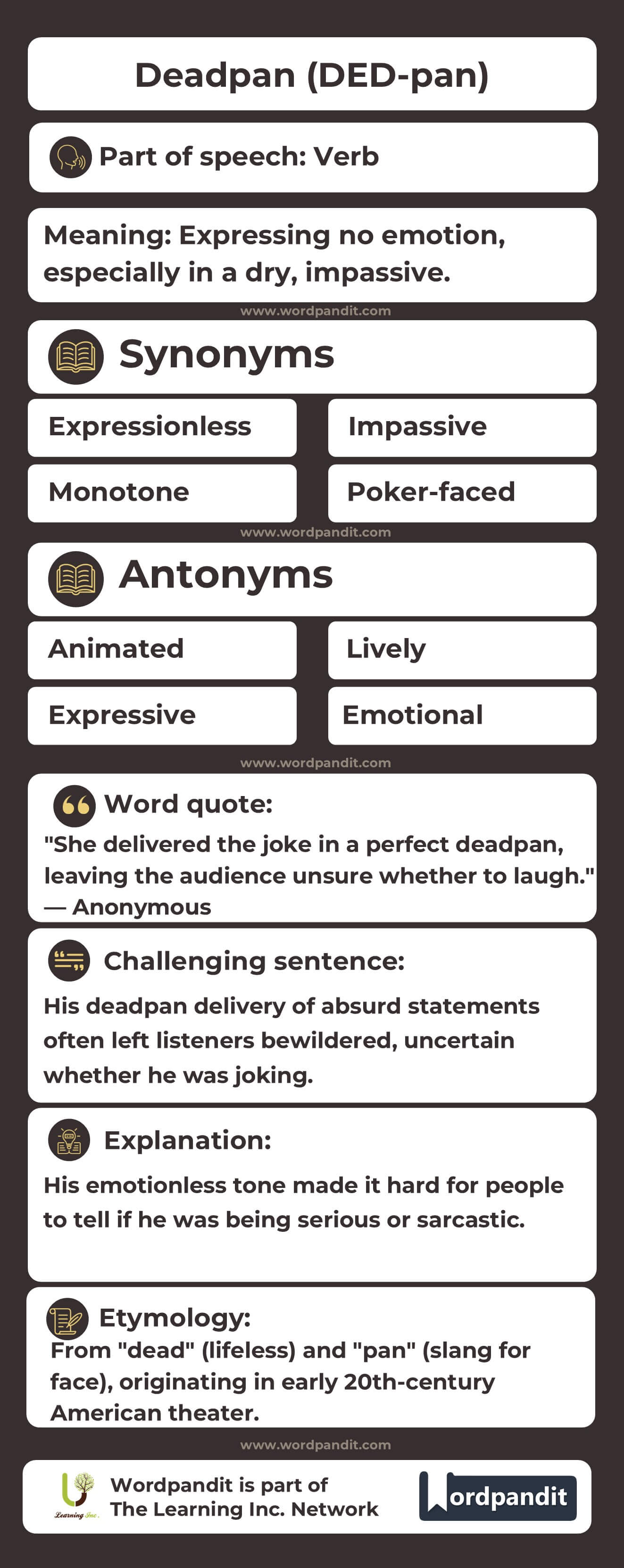 Deadpan: Vocabulary Flashcard – Wordpandit