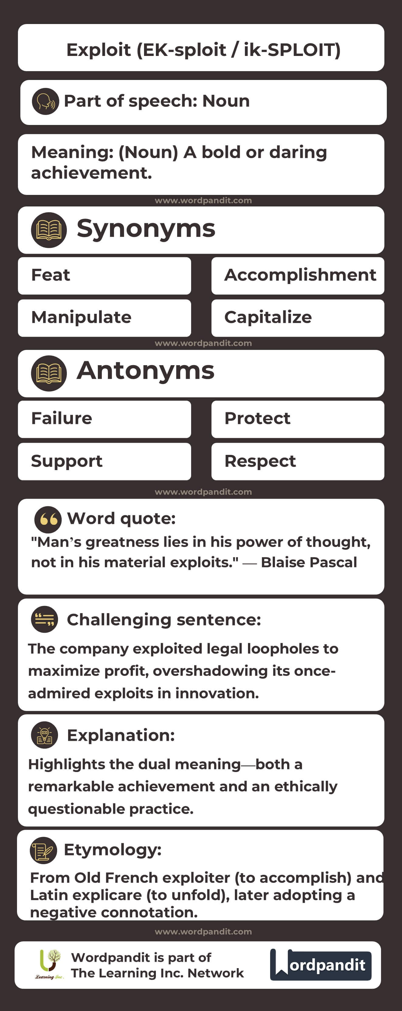 Exploit: Vocabulary Flashcard – Wordpandit