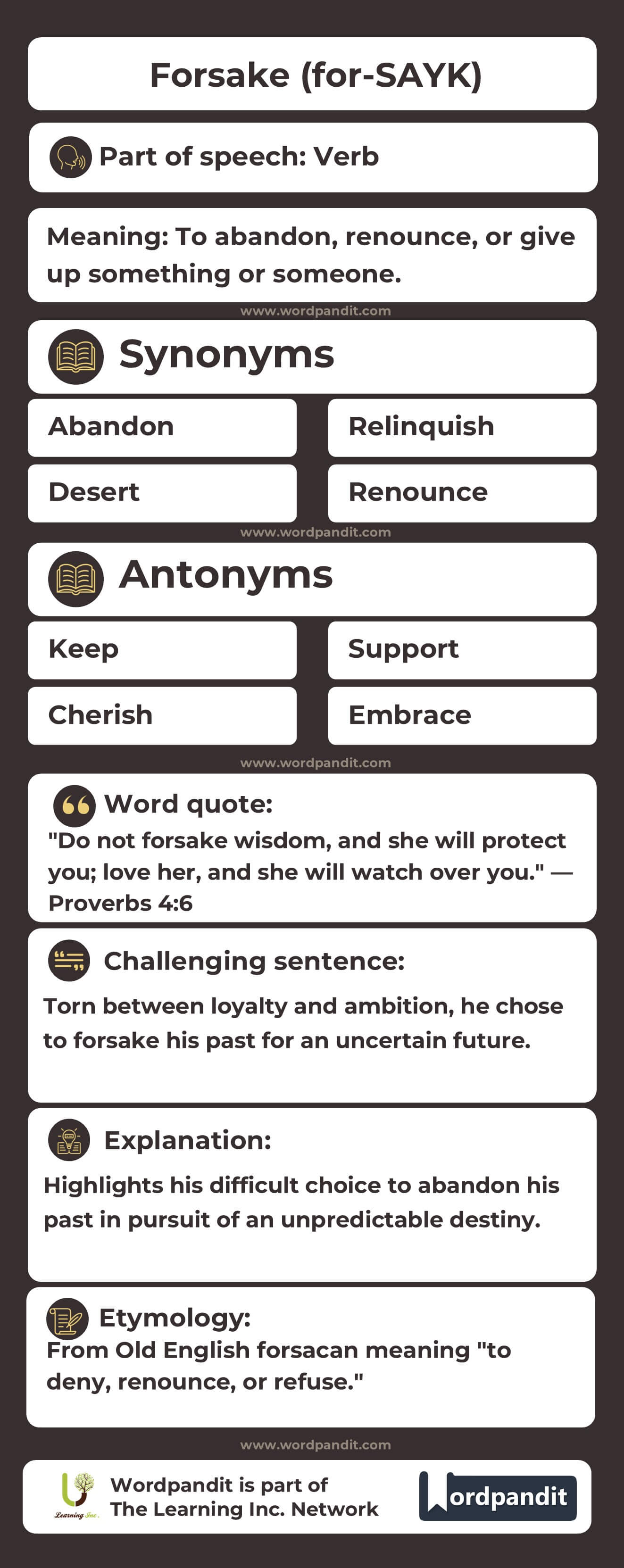Forsake: Vocabulary Flashcard – Wordpandit