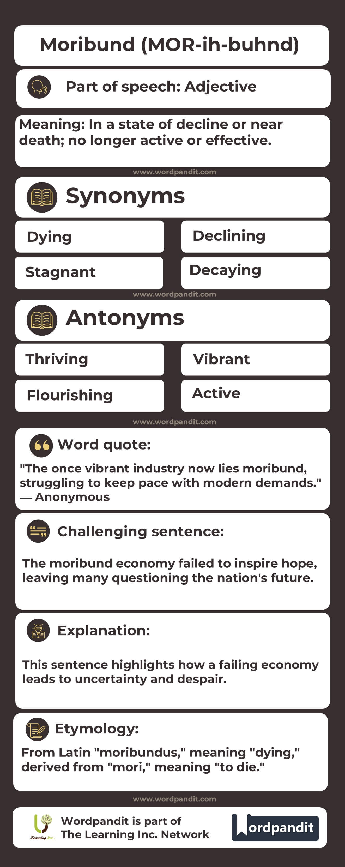 Moribund: Vocabulary Flashcard – Wordpandit