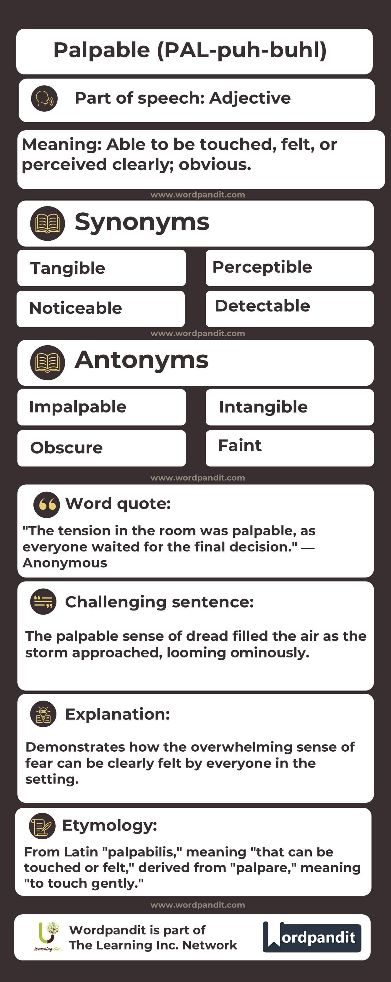 Palpable: Vocabulary Flashcard – Wordpandit