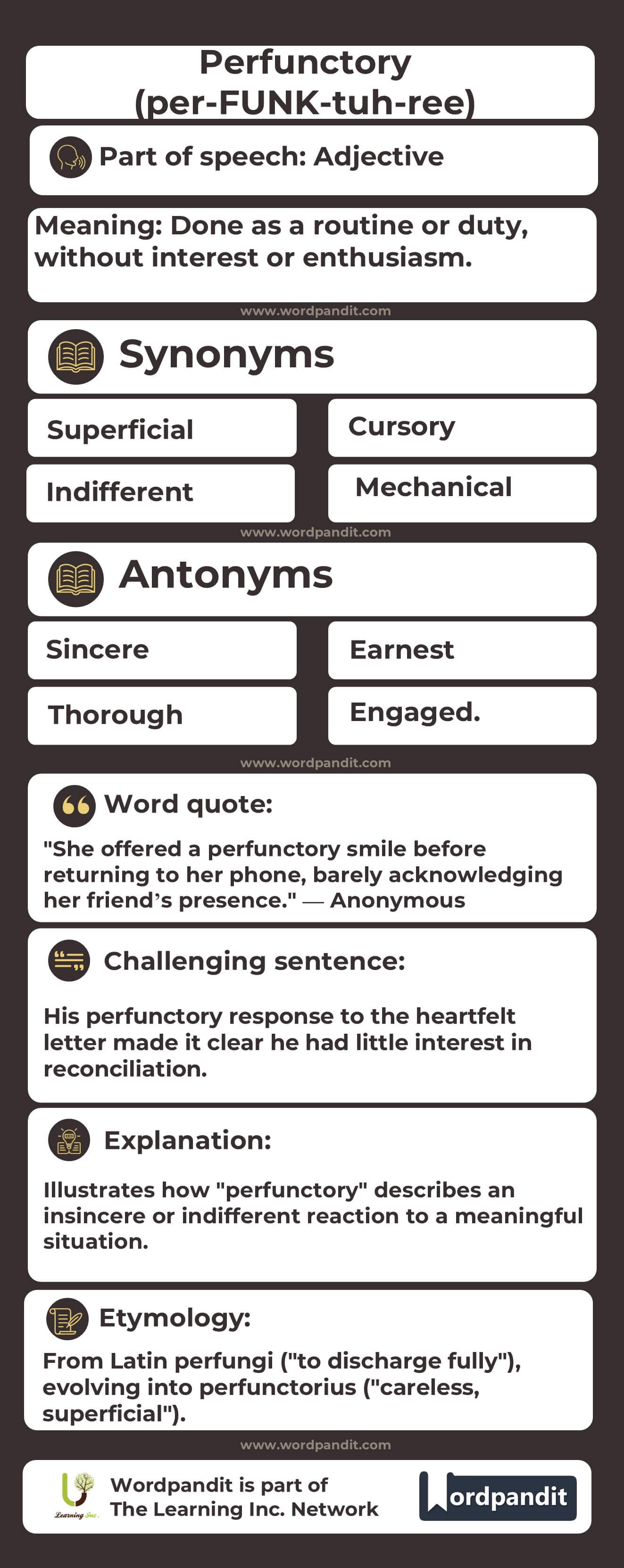 Perfunctory: Vocabulary Flashcard – Wordpandit