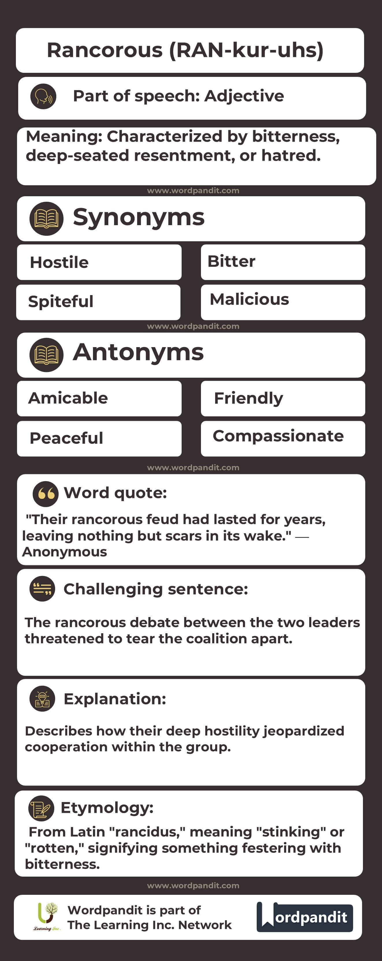 Rancorous: Vocabulary Flashcard – Wordpandit